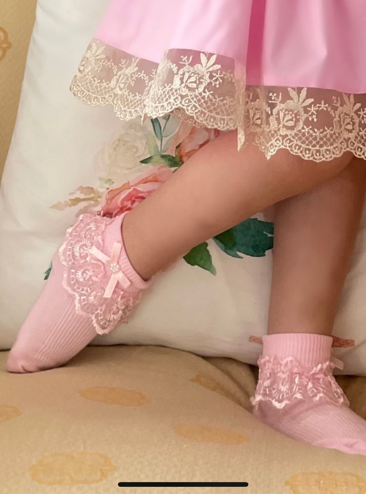 Girls Pink Jester Frilly Lace Socks Arbella s Baby Box
